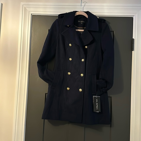 Via Spiga | Jackets & Coats | Via Spiga Navy Pea Coat | Poshmark
